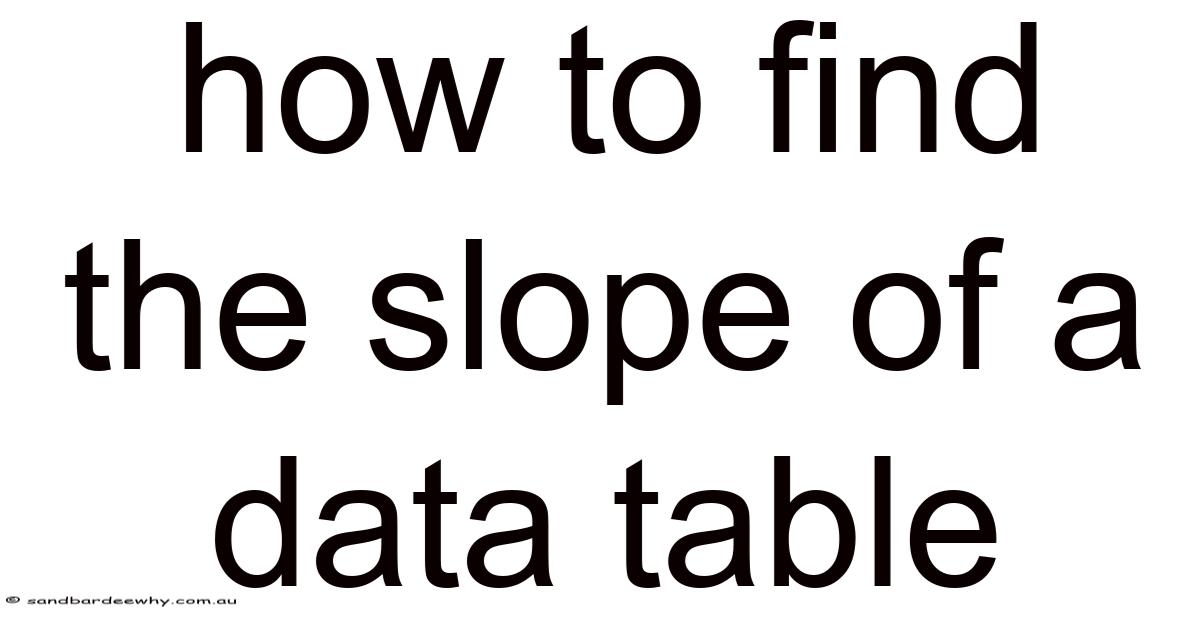 How To Find The Slope Of A Data Table